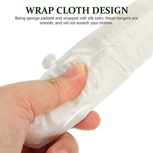 VOSAREA 3pcs Satin Padded Hangers Covered Coat Hangers Wedding Bridal Bride Hanger with Non-Slip Buttons for Strappy Dresses White