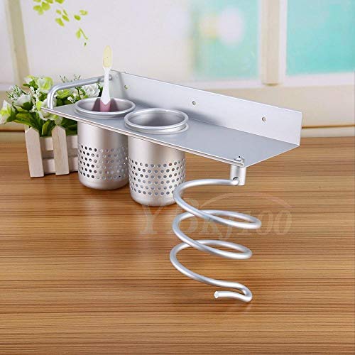 Aluminum Holder - Storage Wall Mount Organizer Holder Hair Dryer Toothbrush Toilet