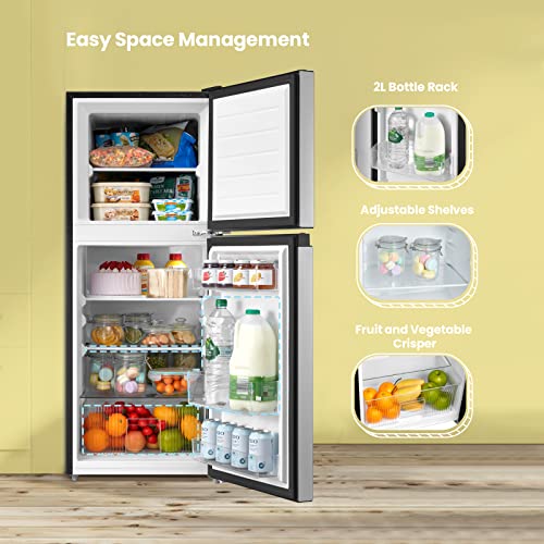 COMFEE' CRM45D3AST Cu Ft Double Door Refrigerator, 4.5 Cuft, Silver