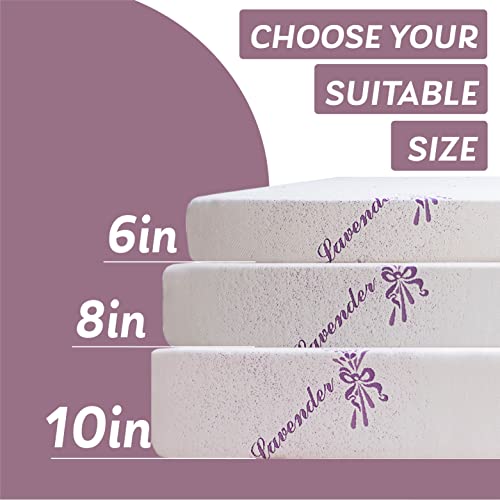 Dyonery Lavender Twin Memory Foam Mattress 8 Inch, Bed in a Box, CertiPUR-US Certified, AeroFusion Memory Foam, Made in USA, Medium, 38βx75βx8β, Purple