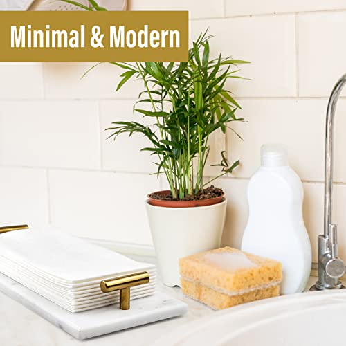 Guest Towel Holder Tray for Bathroom - Marble Tray - White - Bathroom Hand Towel Tray, Paper Guest Towel Holder, Vanity Tray for Bathroom (White)