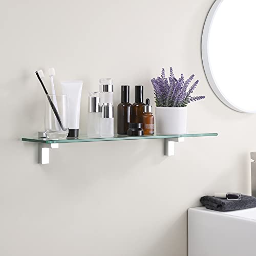 KES Bathroom Shelf 24 Inch Glass Shelf Wall Mounted Tempered Glass Shelf Polished Chrome Finish, BGS3201S60