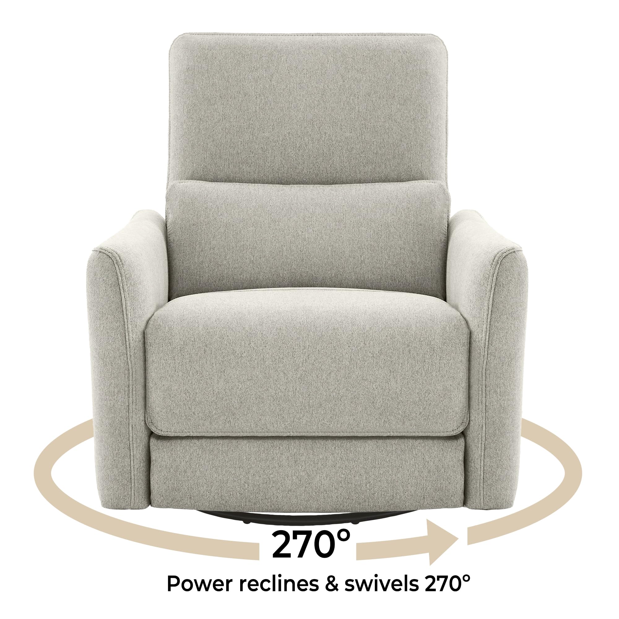 CHITA Power Recliner Chair Swivel Glider, FSC Certified Fabric Living Room Nursery Reclining Sofa Chair with Lumbar Support, Dove Grey