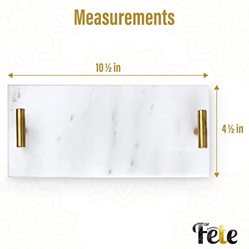 Guest Towel Holder Tray for Bathroom - Marble Tray - White - Bathroom Hand Towel Tray, Paper Guest Towel Holder, Vanity Tray for Bathroom (White)