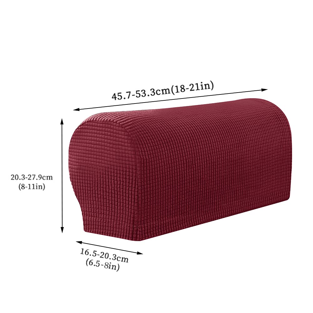 LVOERTUIG Stretch Armrest Covers Armchair Slipcovers,2pcs Waterproof Polyester Sofa Armrest Covers,Washable Armchair Slipcover Arm Cover Furniture Protector for Sofa Chair Recliner(Wine Red)