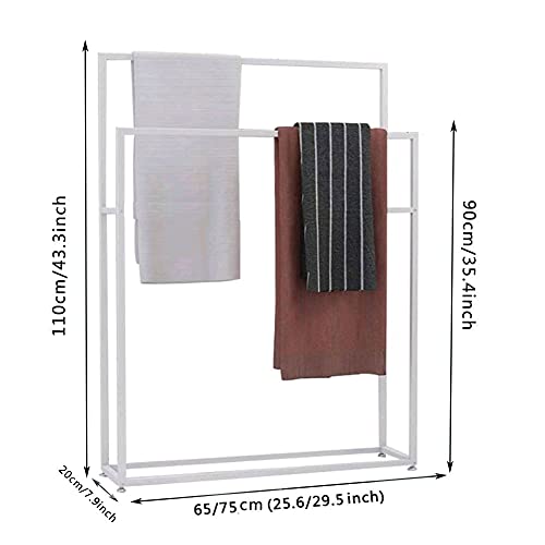 -Shelf Balcony Bathroom Freestanding Towel Rack,Metal Bathroom Towel Holder Stand Floor,Rust-Proof Towel Hanger Stand for Kitchen,Outdoor Pool,Indoor/White/65 * 20 * 110Cm