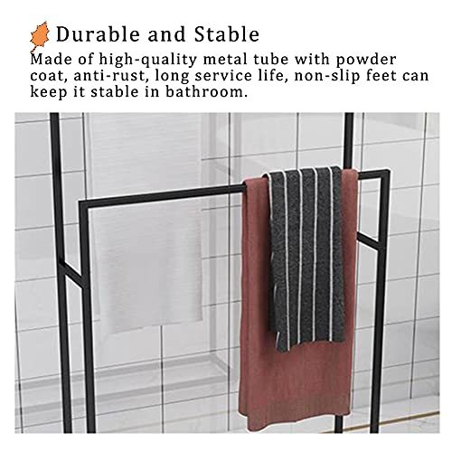 -Shelf Balcony Bathroom Freestanding Towel Rack,Metal Bathroom Towel Holder Stand Floor,Rust-Proof Towel Hanger Stand for Kitchen,Outdoor Pool,Indoor/White/65 * 20 * 110Cm