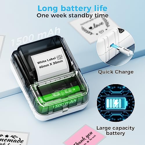 Phomemo M120 Label Maker, Barcode Label Printer, Mini Portable Wireless Bluetooth Thermal Label Printer for Retail, QR Code, Images & Small Business, Compatible with Android, iOS & PC, White