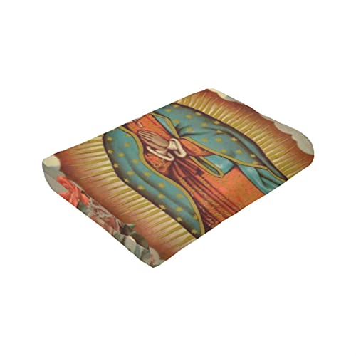 Our Lady of Guadalupe Fleece Blanket Throw Blanket, Ultra-Soft Cozy Micro Fleece Blanket for Sofa, Couch, Bed, Camping, Travel, & Car Use-All Seasons Suitable60 X50