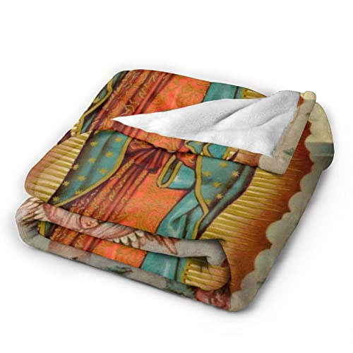 Our Lady of Guadalupe Fleece Blanket Throw Blanket, Ultra-Soft Cozy Micro Fleece Blanket for Sofa, Couch, Bed, Camping, Travel, & Car Use-All Seasons Suitable60 X50
