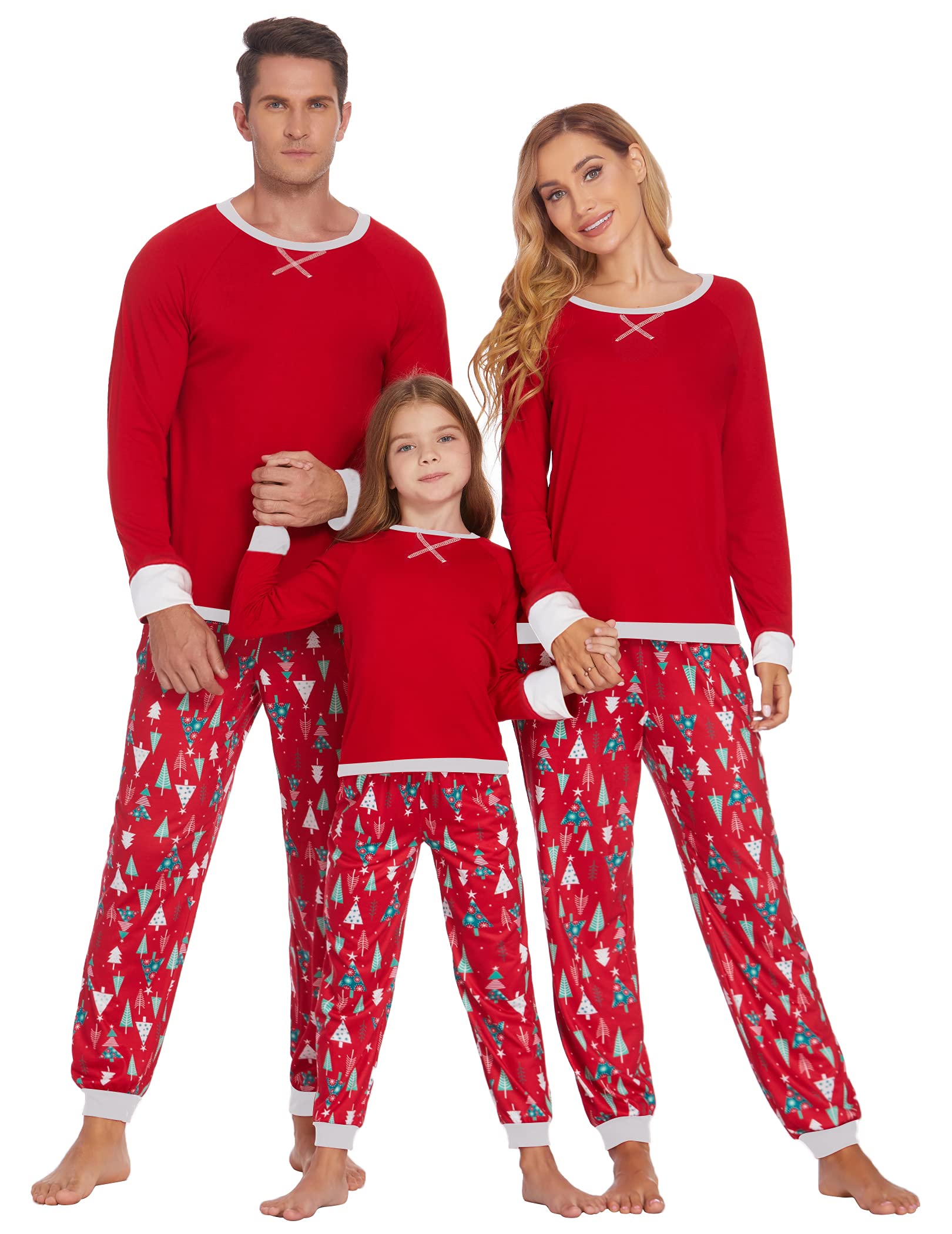 Ekouaer Pajamas De Navidad De Santa Family Holidays Family Matching Sleepwear Red Christmas Tree Medium