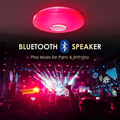 CheDux 36W RGB LED Ceiling Light with Bluetooth Speaker,12 Inch Cool/Warm/White Color Changing Ceiling Lamp with App and Remote Control,Waterproof Ceiling Lights for Child Bedroom Bathroom