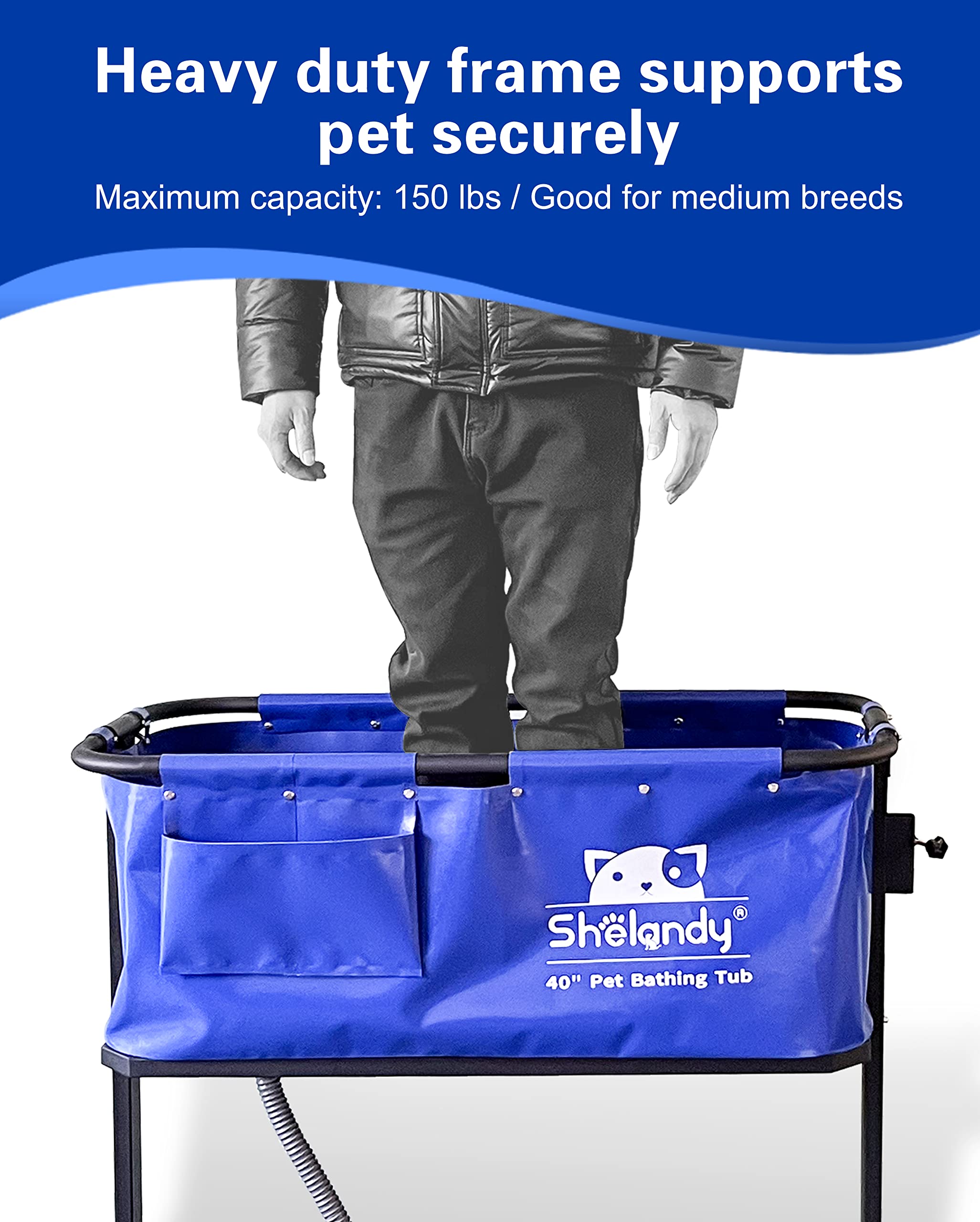 SHELANDY 40" Pet Bathtub | Dog Cat Grooming Bathing and Shower