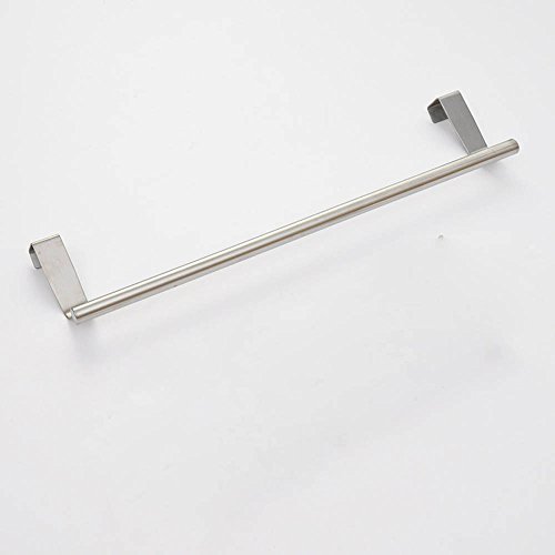 BCDlily Metal Towel Rack Bar Kitchen Over Cabinet Over Door Hand Towel Holder Work Glove Dishcloth Washcloths Organizer Hanger (Silver 2)