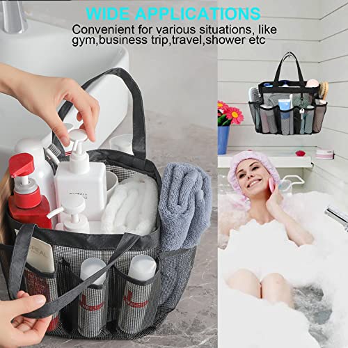LCHULLE Mesh Shower Caddy Portable Quick Dry Shower Tote Hanging Bath & Toiletry Organizer with 8 Storage Pockets Cosmetic Shower Basket Bag for College Dorm Room Essentials Gym Bathroom Camp Travel