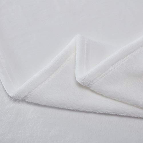 SLEEP ZONE Flannel Fleece Blanket Throw Size (50"x60") Lightweight Super Soft Fuzzy Plush Bed Sofa Couch Travel Blanket (White)