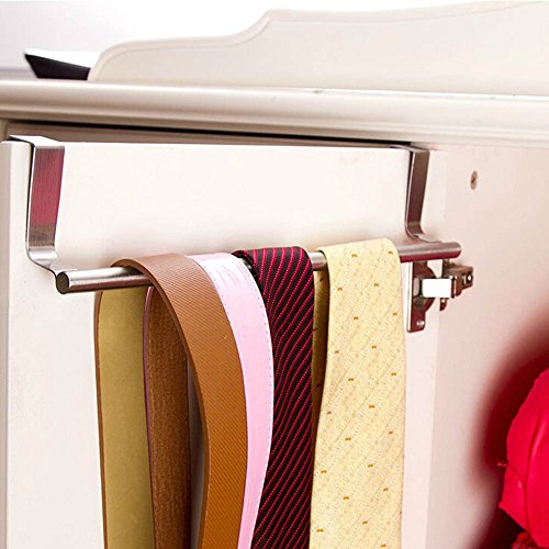 BCDlily Metal Towel Rack Bar Kitchen Over Cabinet Over Door Hand Towel Holder Work Glove Dishcloth Washcloths Organizer Hanger (Silver 2)