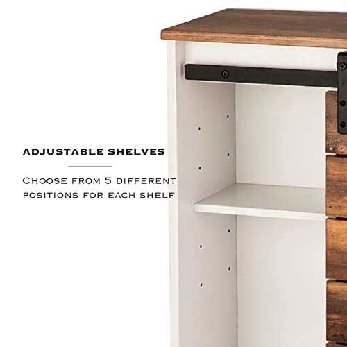 Landia Home Wall Mounted Bathroom Cabinet for Storage, Modern Farmhouse Style with Sliding Barn Door