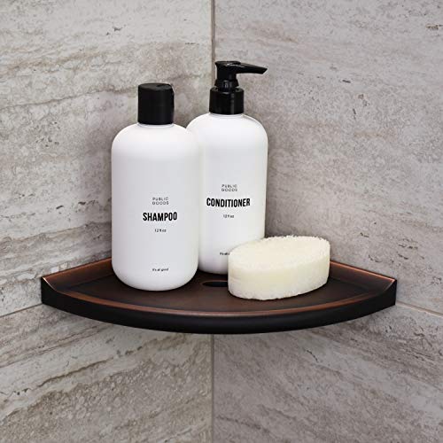Questech Décor 8 Inch Corner Shower Shelf and 5 Inch Shower Caddy Soap Dish, Metro Flatback Wall Mounted Bathroom Shower Organizer, Oil Rubbed Bronze Finish