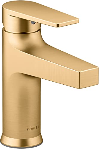 KOHLER 74013-4-2MB Taut Single-Handle Bathroom Sink Faucet, Vibrant Brushed Moderne Brass