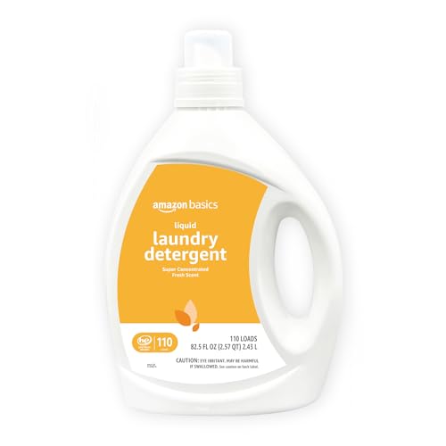 Amazon Basics Laundry Detergent Liquid, Concentrated, Fresh Scent, 110 Loads, 82.5 Fl Oz (Previously Solimo)