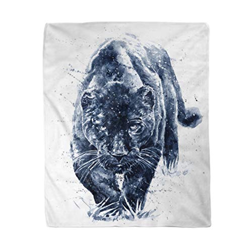 rouihot 60x80 Inches Throw Blanket Beautiful Panther Watercolor Painting Predator Animals Jaguar Big Black Warm Cozy Print Flannel Home Decor Comfortable Blanket for Couch Sofa Bed