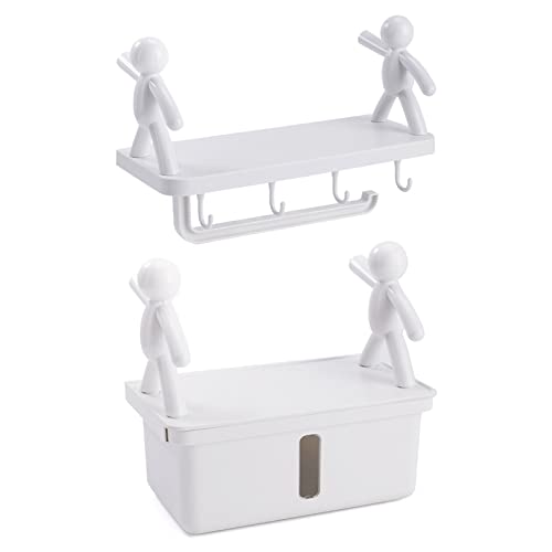 For Creative Human-shaped Storage Rack Wall Organizers Home Shelf with Towel Bar/Tissue Box Shower Caddy Easy Installati shower storage rack
