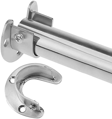 HQDeal 2 Pack Stainless Steel Closet Pole Sockets, Heavy Duty Closet Rod End Supports U Shaped Flange Rod Holder with Screws for Wardrobe Bracket Shower Curtain Rod Flange Socket Kit (25mm)