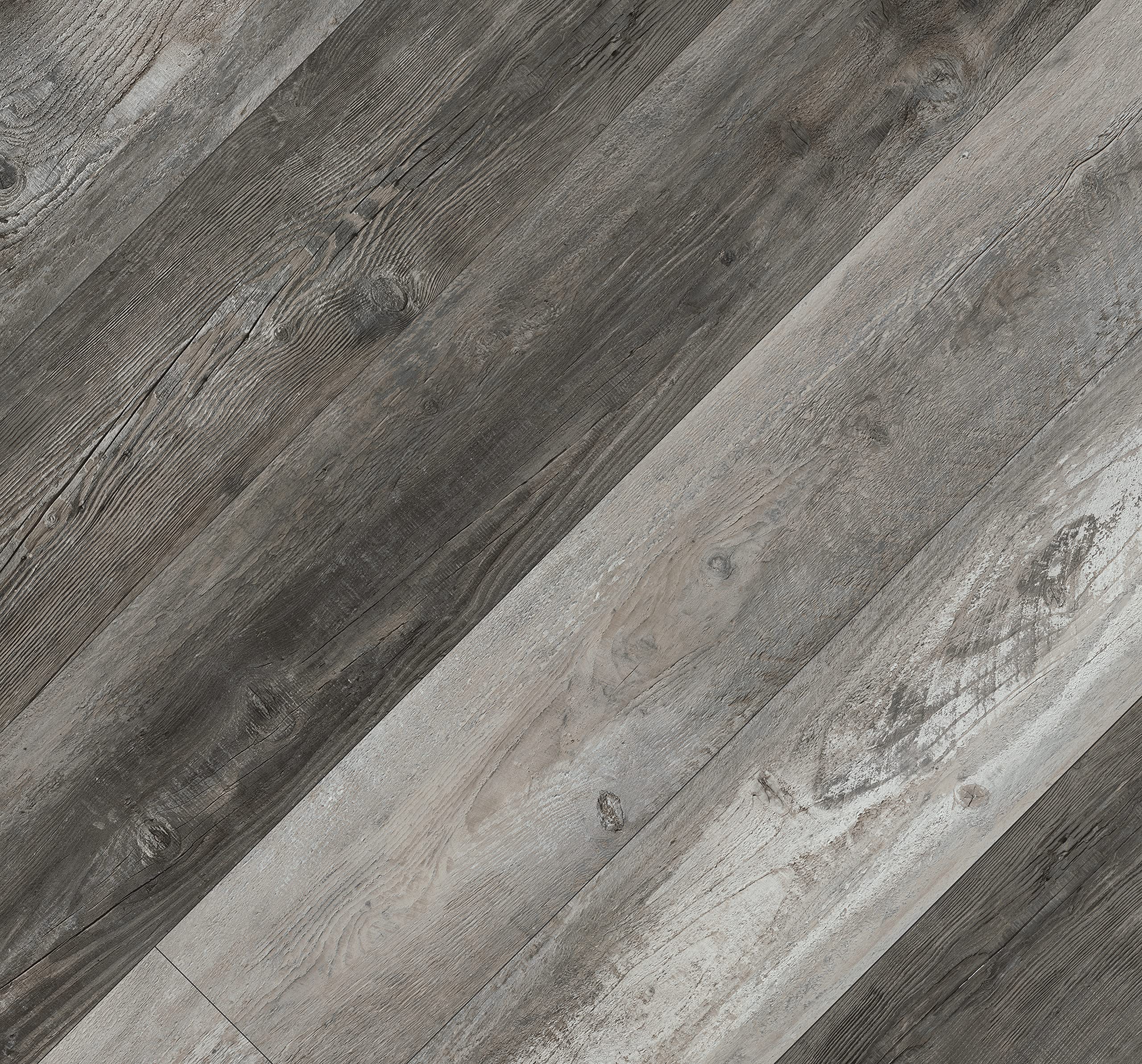 MSI McKenna 7 in. x 48 in. Luxury Vinyl Flooring, Rigid Core Planks, LVT Tile, Click Lock Floating Floor, Waterproof LVT, Wood Grain Finish, Digby Gray-Dark, 23.77 Square Feet