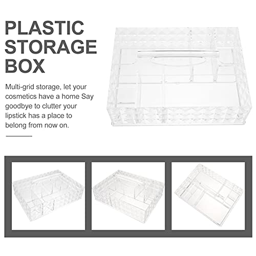 Lurrose Makeup Storage Organizer Caddy Divided Basket Bin with Handle Plastic Portable Cosmetic Caddy Tote Sundries Basket for Kitchen Bathroom and Cabinet Organizing