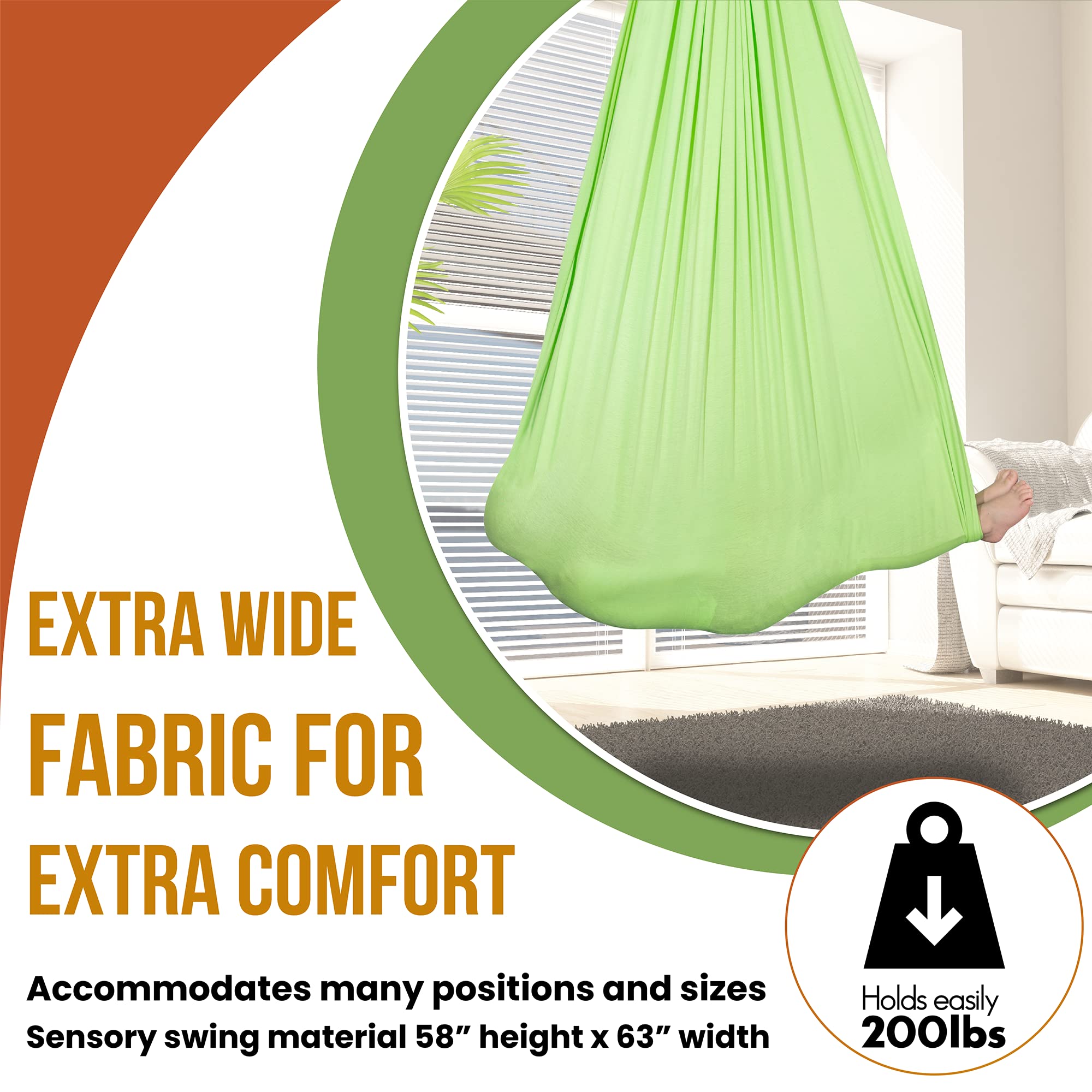 Friendly Cuddle Indoor Swing for Kids – Indoor Sensory Swing, or Outdoor, + 360° Swivel Calming Compression Therapy Swing Hammock for Kids & Adults with All Hardware – Sensory-Motor Toys & Gifts