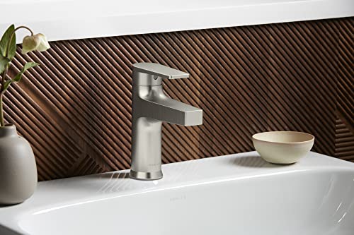 KOHLER 74013-4-2MB Taut Single-Handle Bathroom Sink Faucet, Vibrant Brushed Moderne Brass