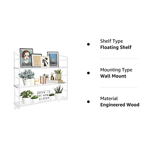 BOLUO White Wall Shelf - Garage Storage System Shelves Modern Bathroom Decor Bedroom Living Room Kitchen 24 inches Long (610-W)