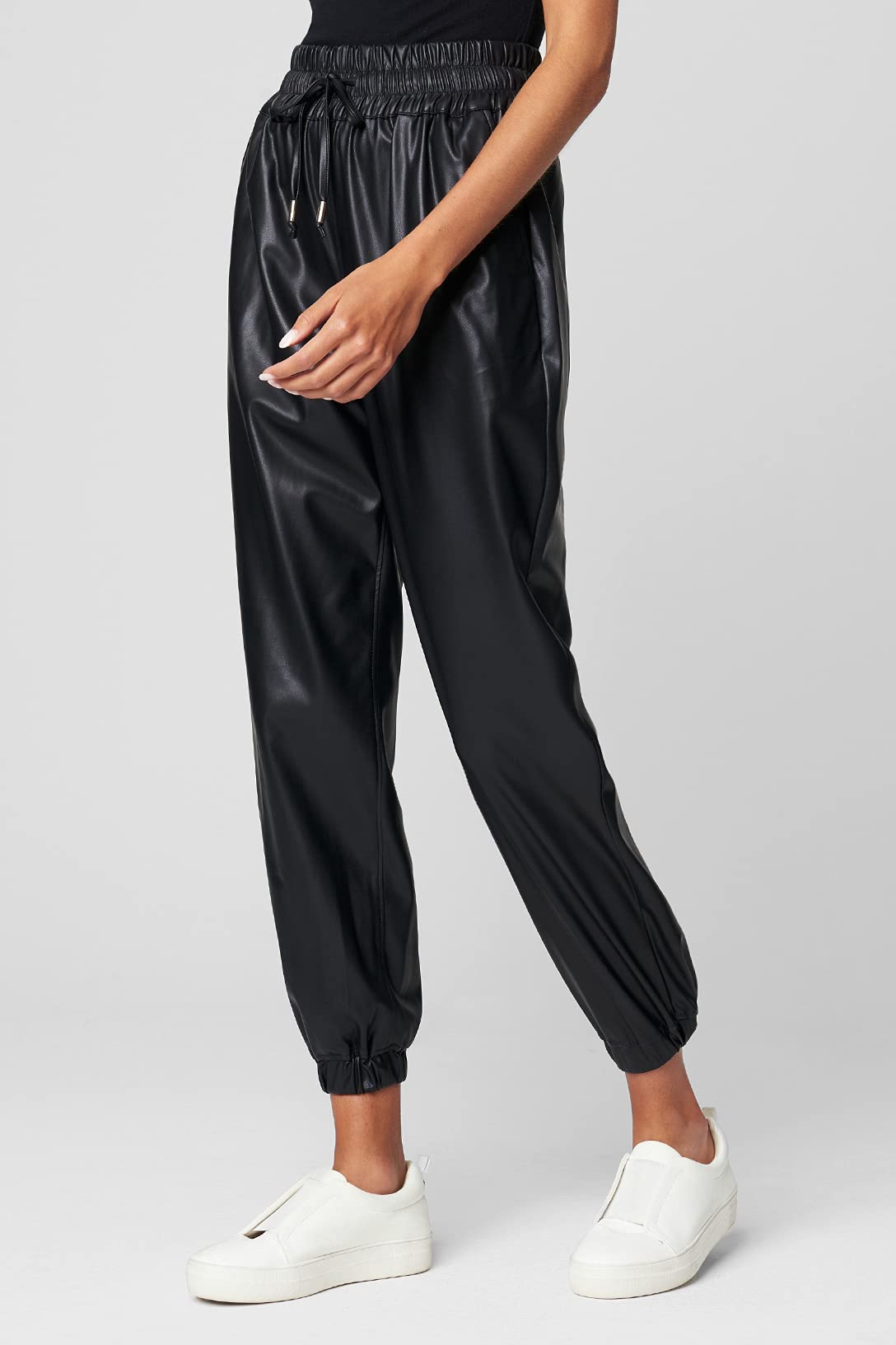 [BLANKNYC] Women's Vegan Leather Jogger,Night Crawling,Large