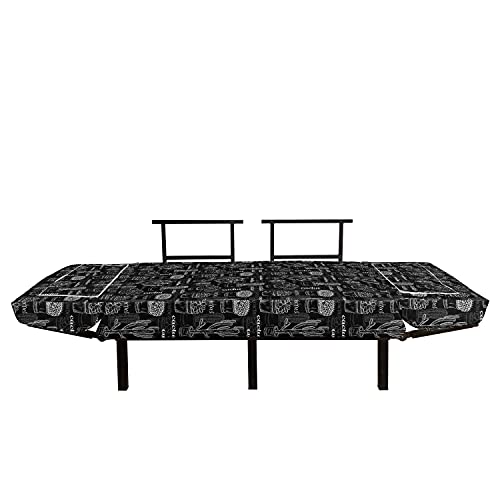 Ambesonne Cactus Futon Couch, Various Outline Style Prickle Plants on Chalkboard Look Background, Daybed with Metal Frame Upholstered Sofa for Living Dorm, Loveseat, Charcoal Grey White