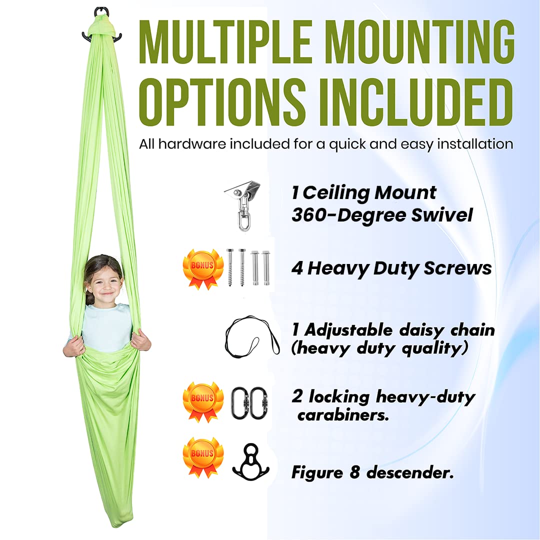 Friendly Cuddle Indoor Swing for Kids – Indoor Sensory Swing, or Outdoor, + 360° Swivel Calming Compression Therapy Swing Hammock for Kids & Adults with All Hardware – Sensory-Motor Toys & Gifts