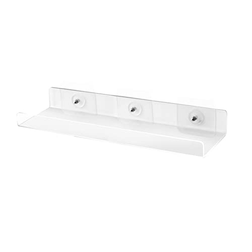 jomgeroz Acrylic Bathroom Shelves Wall Mounted Shower Shelve No Drilling Adhesive Thick Clear Storage & Display Shelves Bathroom Small Wall Shelf with Hooks