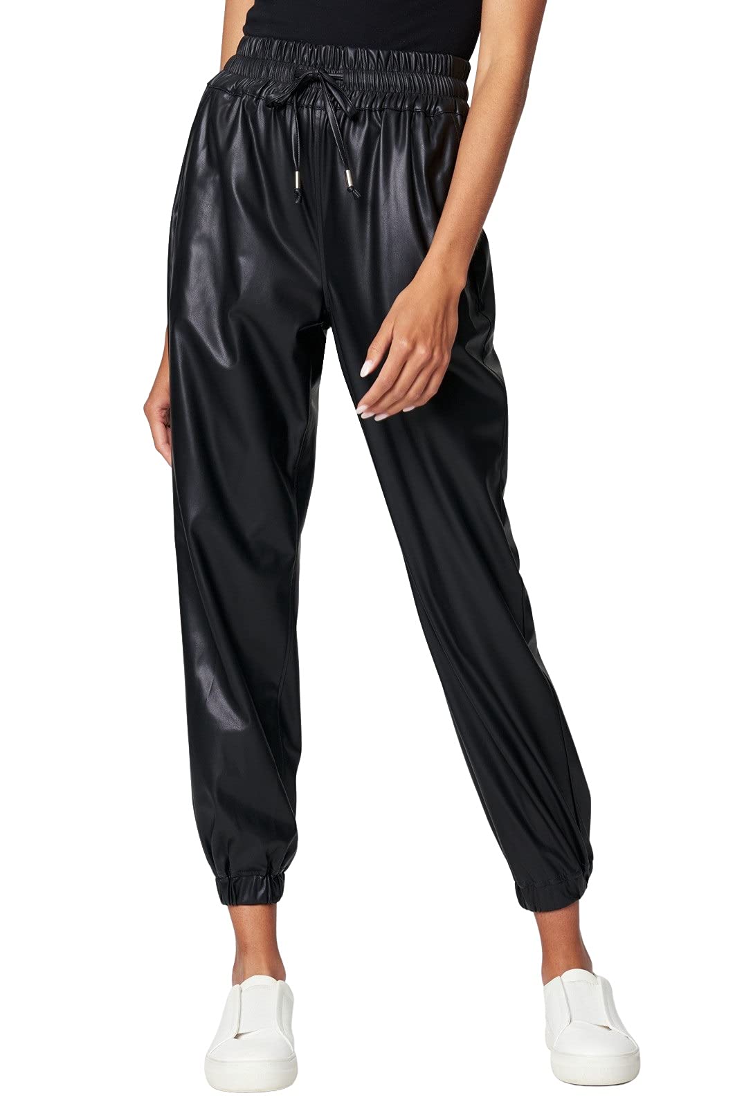 [BLANKNYC] Women's Vegan Leather Jogger,Night Crawling,Large