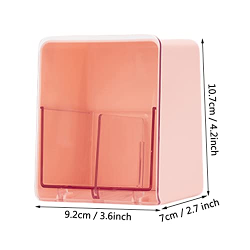Obsoorth Qtip Cotton Pad Holder Dispenser Clear Cotton Ball and Swab Organizer Plastic Cotton Round Container Set with Hinged Lid Press Out for Home Bathroom Storage Small Things, 2 Sections (Pink)