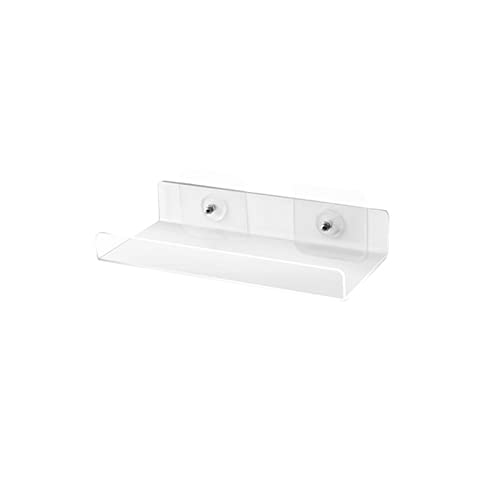 jomgeroz Acrylic Bathroom Shelves Wall Mounted Shower Shelve No Drilling Adhesive Thick Clear Storage & Display Shelves Bathroom Small Wall Shelf with Hooks