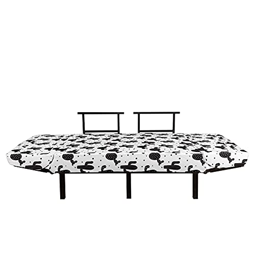 Ambesonne Cactus Futon Couch, Monochrome Saguaro Succulent Botanical Continuous Pattern Plain Background, Daybed with Metal Frame Upholstered Sofa for Living Dorm, Loveseat, Charcoal Grey White