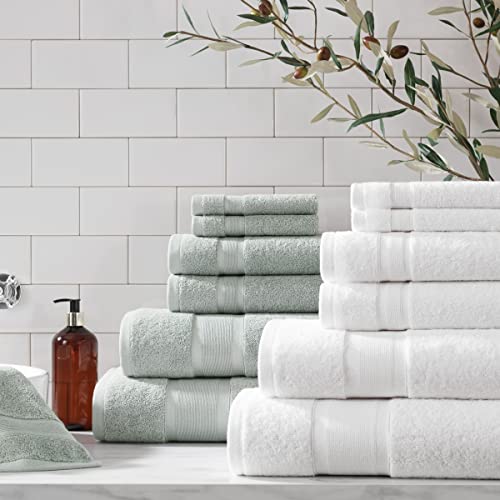 Aston & Arden Recycled Solid Turkish Hand Towels - (Set of 4) Soft & Absorbent Eco-Friendly Aegean Cotton Blend, 600 GSM, Decorative Towel for Bathroom, Home, Hotel, and Salon, Pearl White
