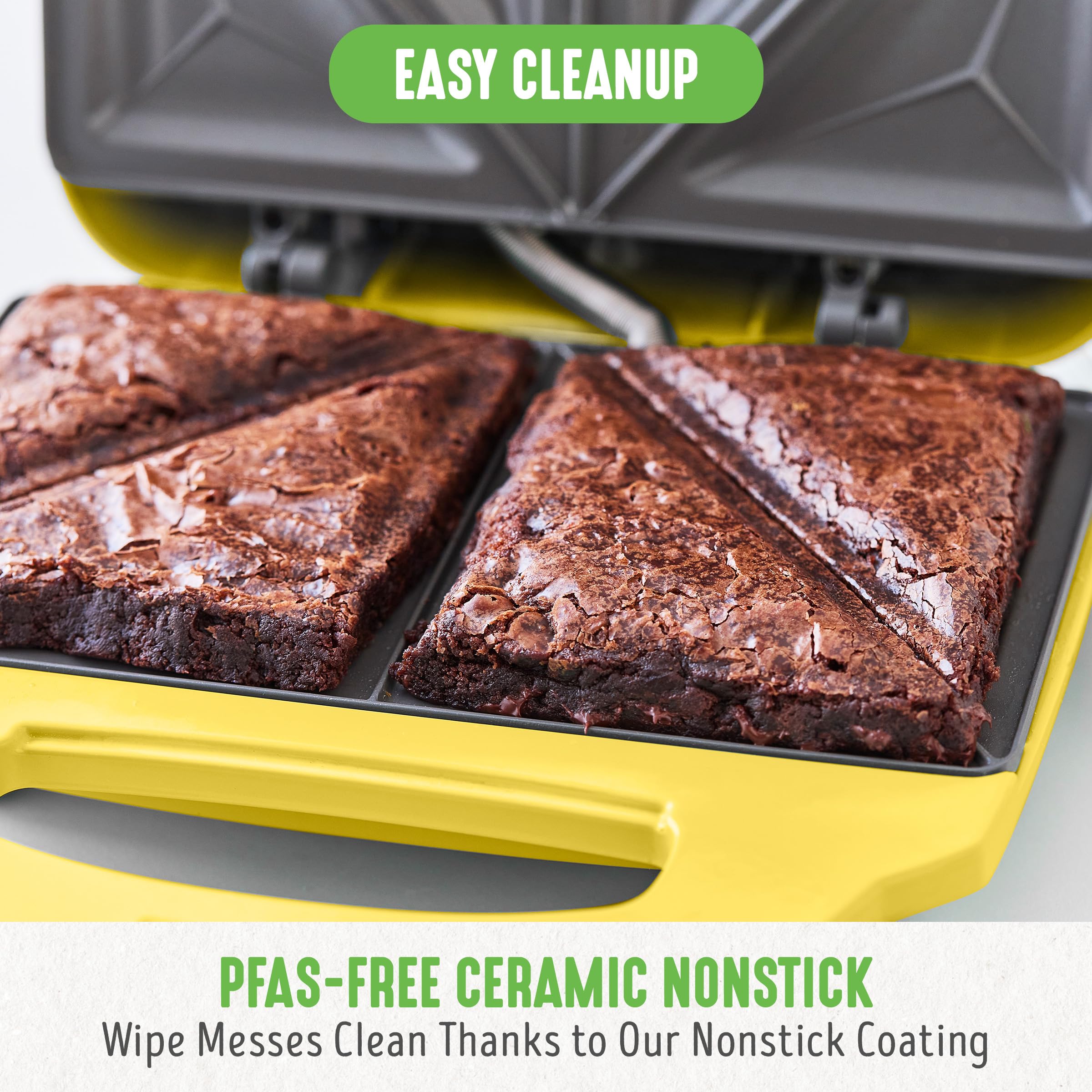 GreenLife Pro Electric Panini Press Grill and Sandwich Maker, Healthy Ceramic Nonstick Plates,Easy Indicator Light, PFAS-Free, Yellow