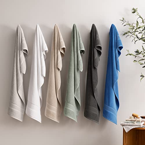Aston & Arden Recycled Solid Turkish Hand Towels - (Set of 4) Soft & Absorbent Eco-Friendly Aegean Cotton Blend, 600 GSM, Decorative Towel for Bathroom, Home, Hotel, and Salon, Pearl White