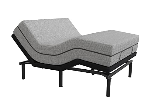 Blissful Nights e3 Full Adjustable Bed Base Frame with 14" Soft Gel Infused Memory Foam Mattress