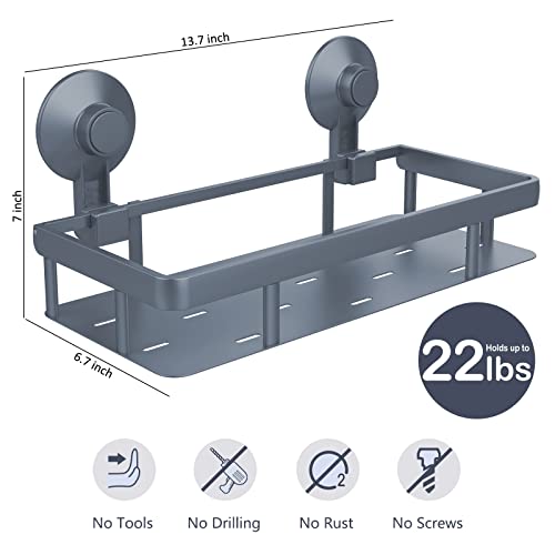 TAILI Aluminum Shower Caddy with Suction Cup, Shower Shelf Drill-Free Storage Basket for Shampoo, Body Wash, Rustproof Kitchen Bathroom Bedroom Organizer, Strong Weight Bearing of 22 LBS, Black
