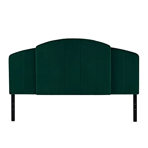 Ball&Cast Bed Headboard Velvet Upholsted Curved Top Design Full/Queen/King Size 3 in 1,Heights from 37 to 49 inch Adjustable Emerald Green Set of 1