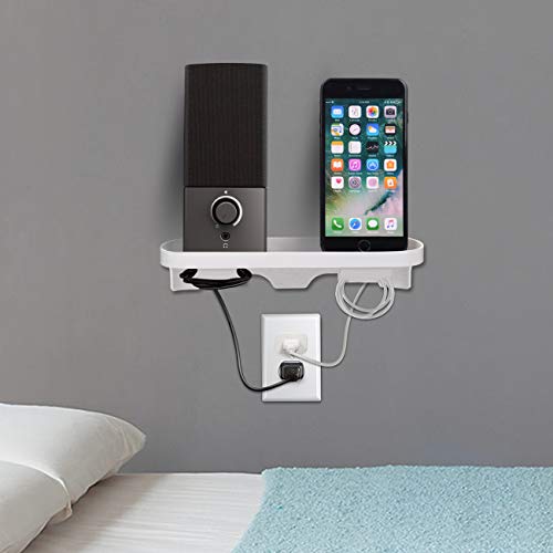 Easy & Eco Life Wall Outlet Shelf Organizer Storage Self Stick On Installation No Drilling No Tools Suitable All US Wall Plate Sizes -Ideal for Cellphones/Razors/Electric Toothbrush