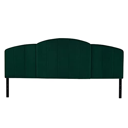 Ball&Cast Bed Headboard Velvet Upholsted Curved Top Design Full/Queen/King Size 3 in 1,Heights from 37 to 49 inch Adjustable Emerald Green Set of 1