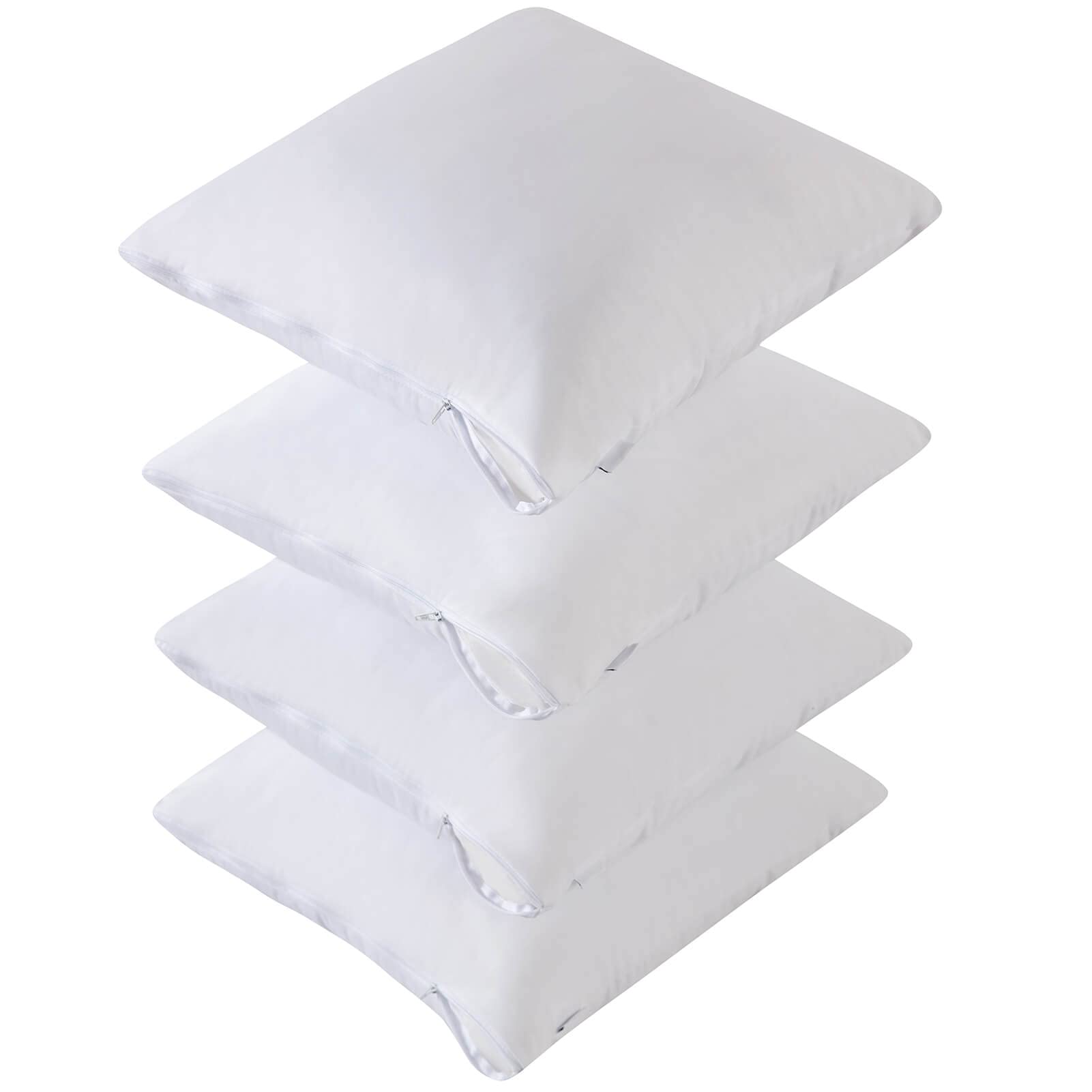 4 Pack Waterproof Down Feather Proof Pillow Protectors with Zipper 18x18 Zippered Pillow Covers for Square Throw Pillow